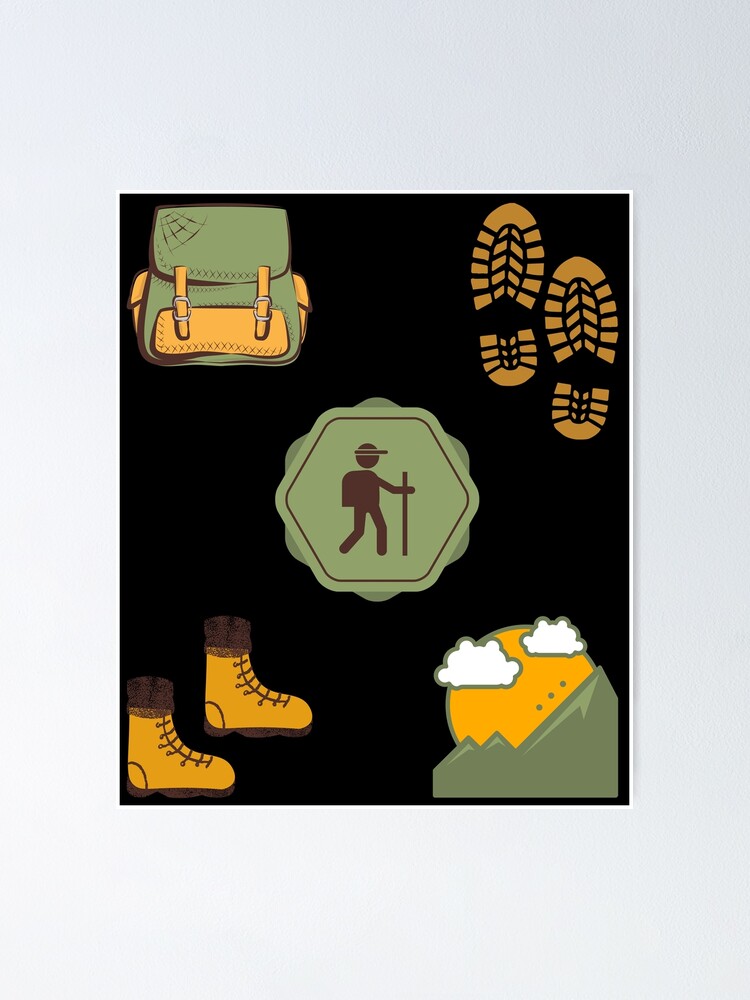 "Cute Hiking BackPacker Camp Sticker Pack" Poster for Sale by ...