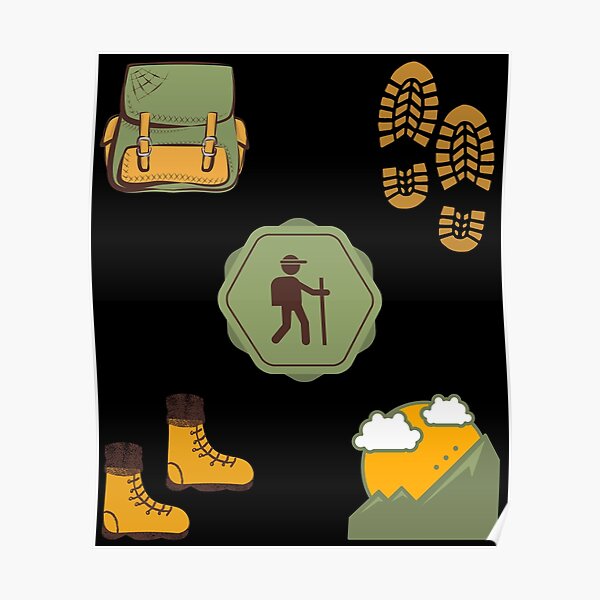 "Cute Hiking BackPacker Camp Sticker Pack" Poster for Sale by ...