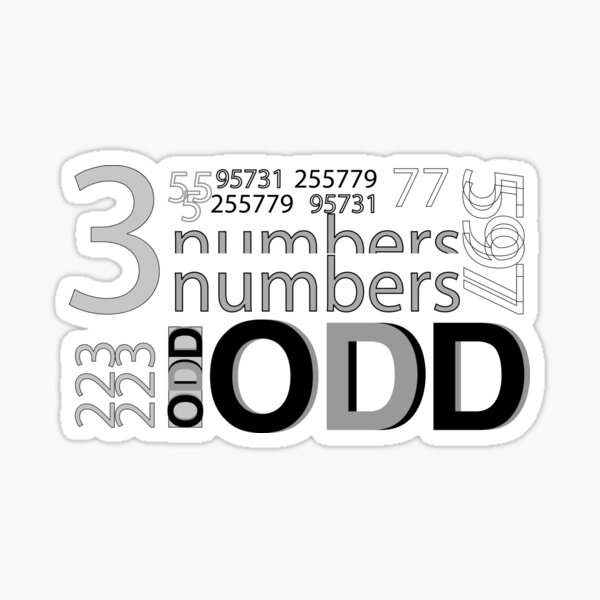 "Odd number cool typography monochromatic design " Sticker by Kvyom ...