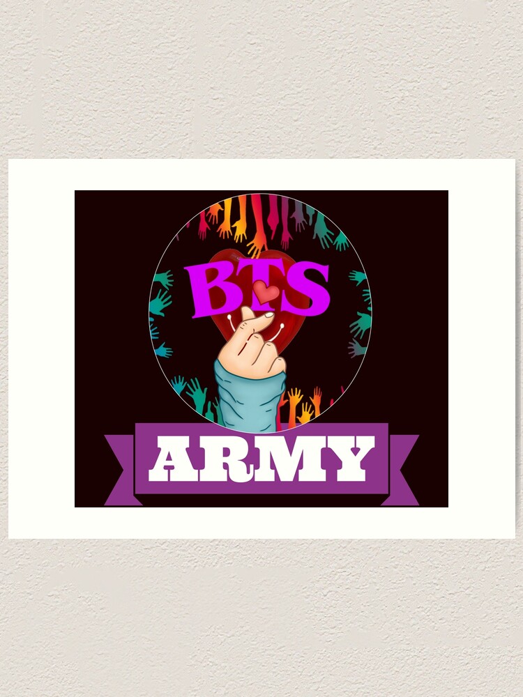 "bts army, heart finger symbol" Art Print by doctors-apparel | Redbubble