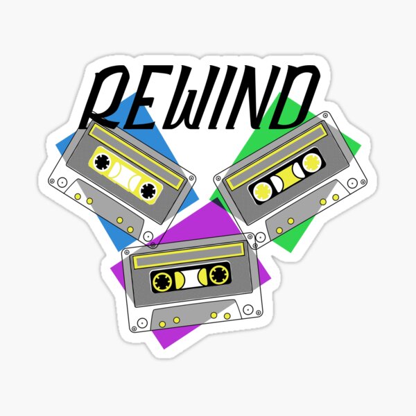 "CASSETTE REWIND!" Sticker by TheWebSociety | Redbubble