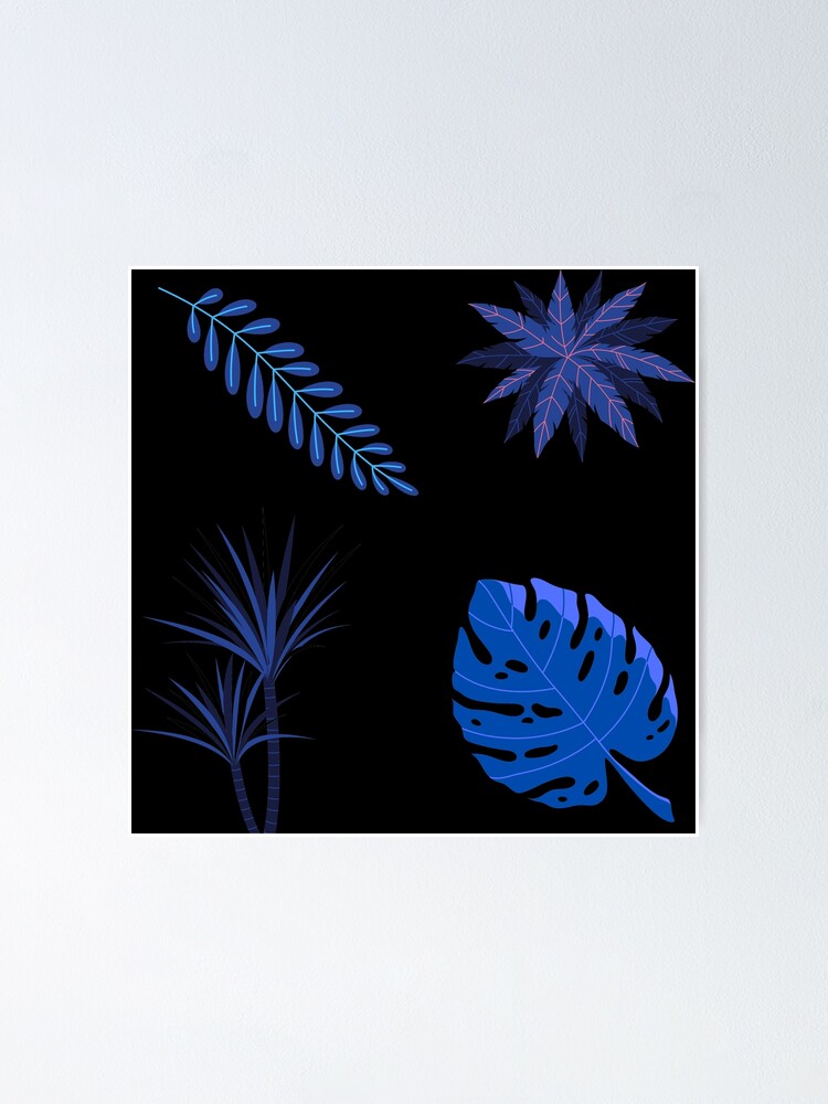 "A blue leaf set" Poster for Sale by Dankio | Redbubble