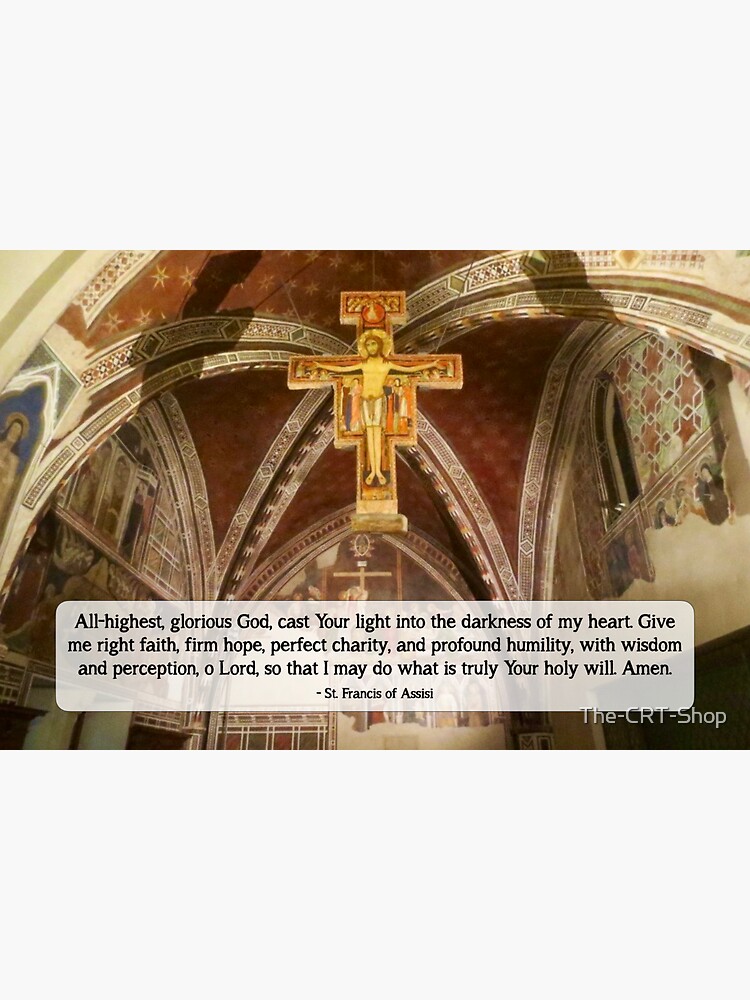 "San Damiano Cross with St. Francis Prayer - 1" Sticker for Sale by The-CRT-Shop | Redbubble