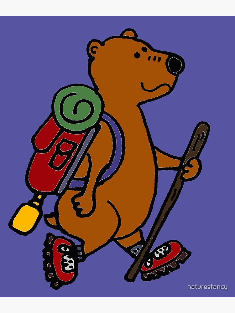 "Cool Brown Bear Hiking cartoon " Poster by naturesfancy | Redbubble