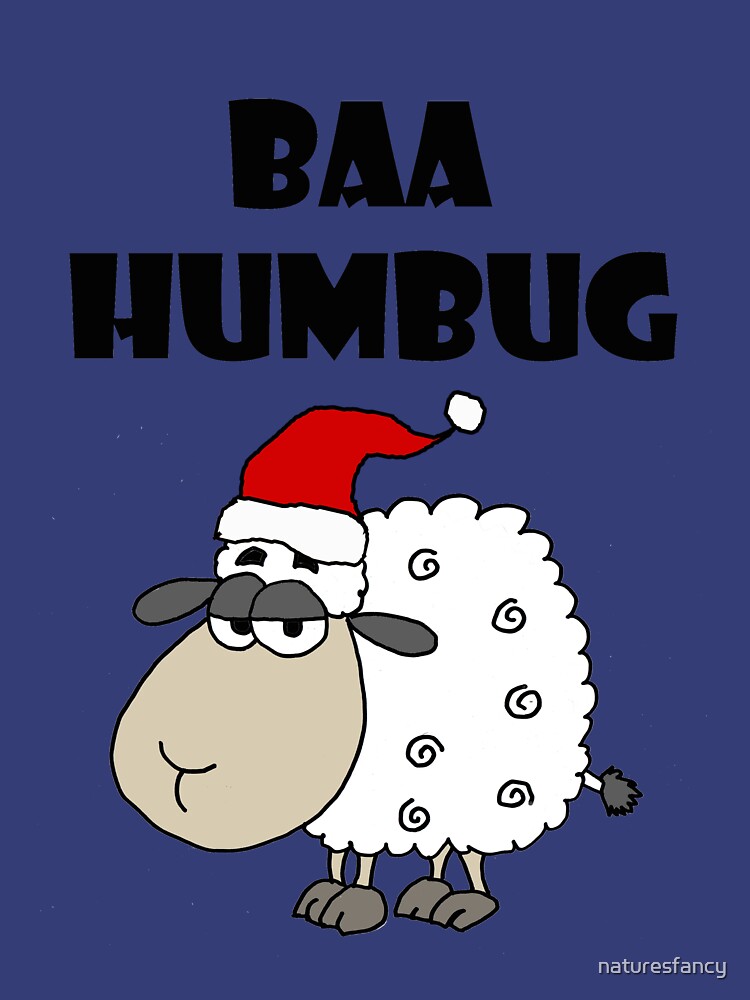 "Funny Sheep Baa Humbug Christmas pun Cartoon" T-shirt for Sale by ...