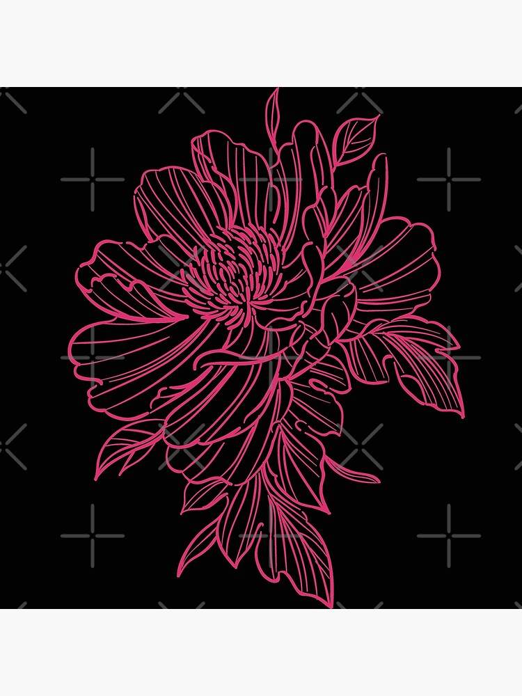 Poster « dessin au trait fleur rose », par Dankio | Redbubble