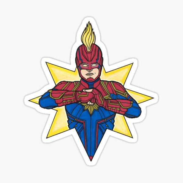 "Captain Marvel Sticker" Sticker for Sale by spacecapart | Redbubble