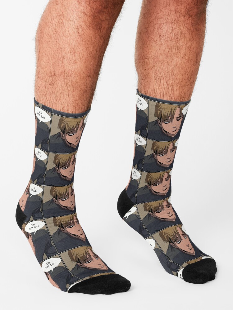 "Killing Stalking - Sangwoo I'm Not Gay " Socks for Sale by jenartfart ...