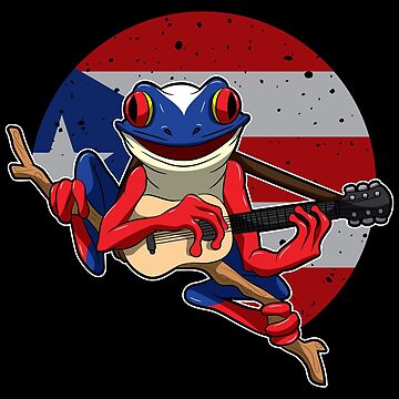 Pegatina con la obra «Rana coqui tocando la guitarra - animal de Puerto Rico» de anziehend ...