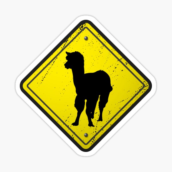 "Alpaca warning sign" Sticker by ProMySign | Redbubble