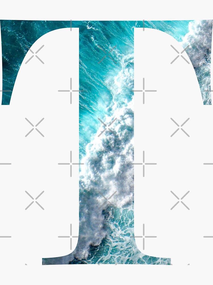 "Letter T Blue Ocean Waves Alphabet Greek Tau" Sticker for Sale by ...