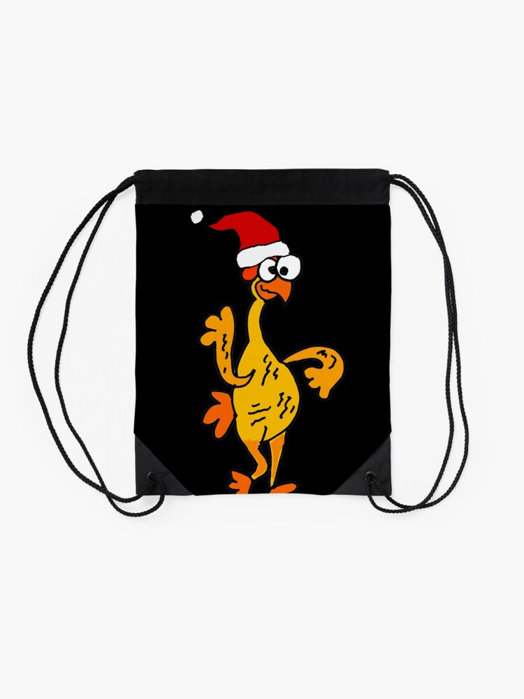"Cute Rubber Chicken in Santa hat Christmas Cartoon" Drawstring Bag for ...