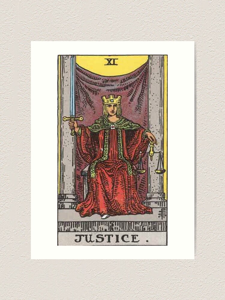 "Rider Waite Smith (RWS) Major Arcana Tarot: 11 Justice" Art Print by ...