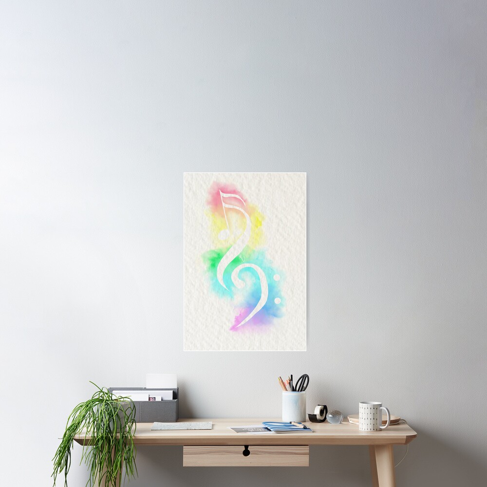 "Bass and Treble Clef Rainbow Watercolor" Poster by YitingZarts | Redbubble