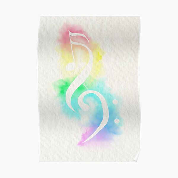 "Bass and Treble Clef Rainbow Watercolor" Poster by YitingZarts | Redbubble