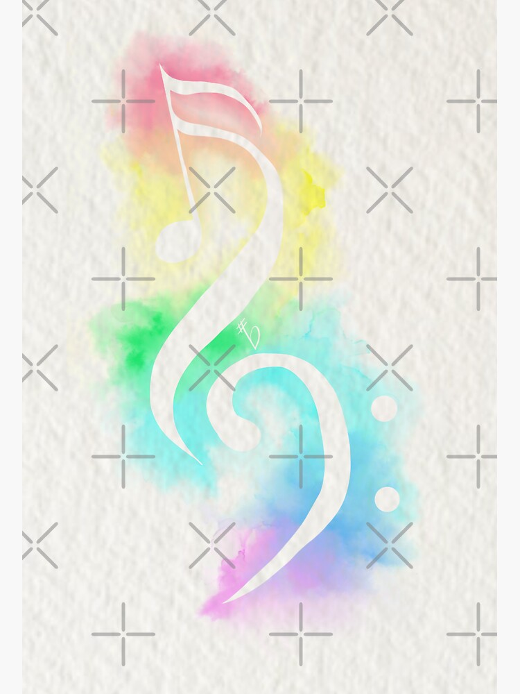 "Bass and Treble Clef Rainbow Watercolor" Sticker by YitingZarts ...