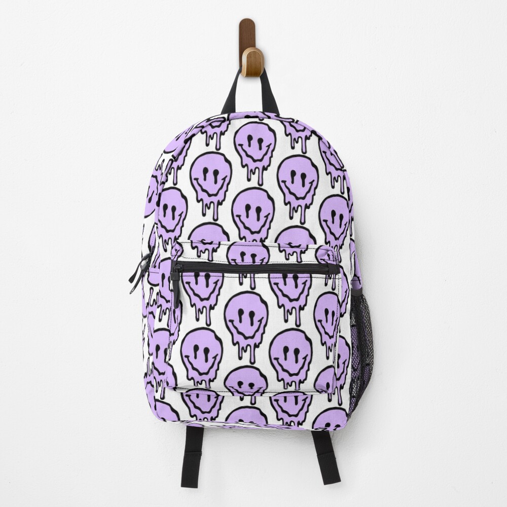 "Lilac Drippy Smiley Face" Backpack for Sale by ArtbyAvaW | Redbubble