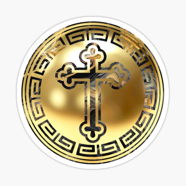 "Black Marble Gold Greek Orthodox Cross" Sticker by Yiorgosnj13 | Redbubble