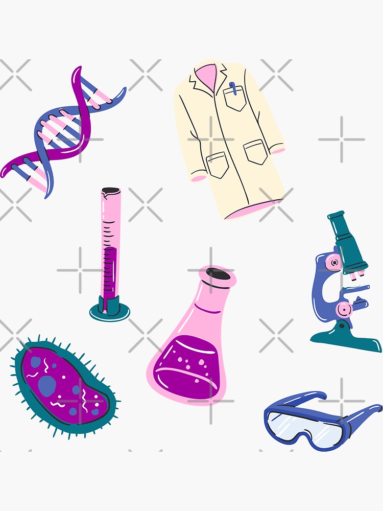 "Cute Biology Lab Tiled Pattern Pink Purple Teal Blue" Sticker for Sale ...