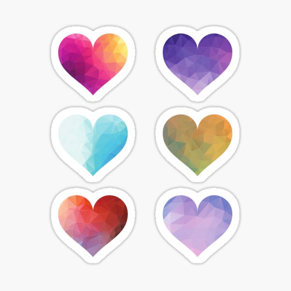 "Stickers Pack: 6 Cute multicolor hearts stickers" Sticker for Sale by ...