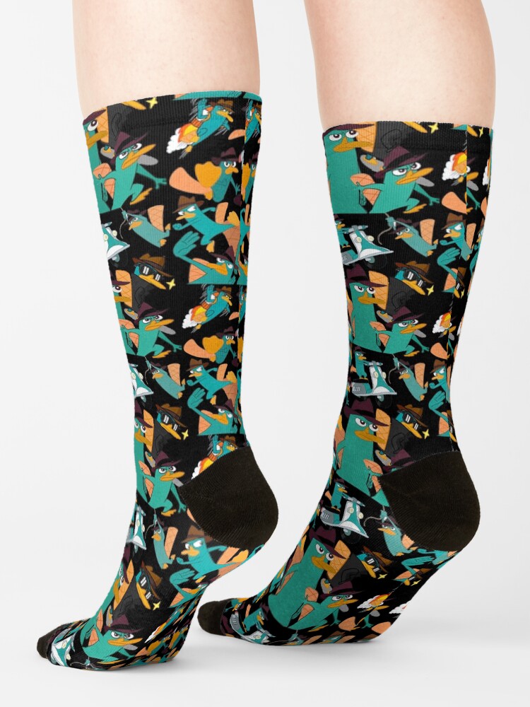 "Perry the platypus phineas and ferb collage design " Socks for Sale by ...