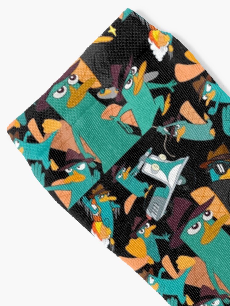 "Perry the platypus phineas and ferb collage design " Socks for Sale by ...