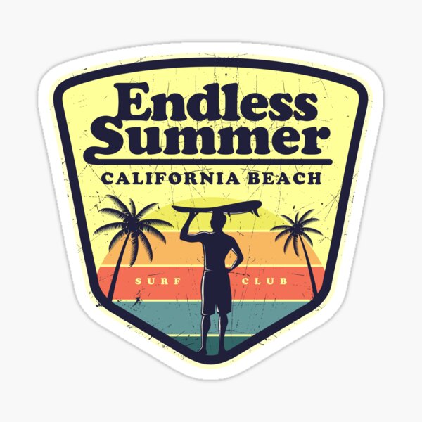 "Retro Endless Summer California Beach Surf Club" Sticker by renju1902 ...
