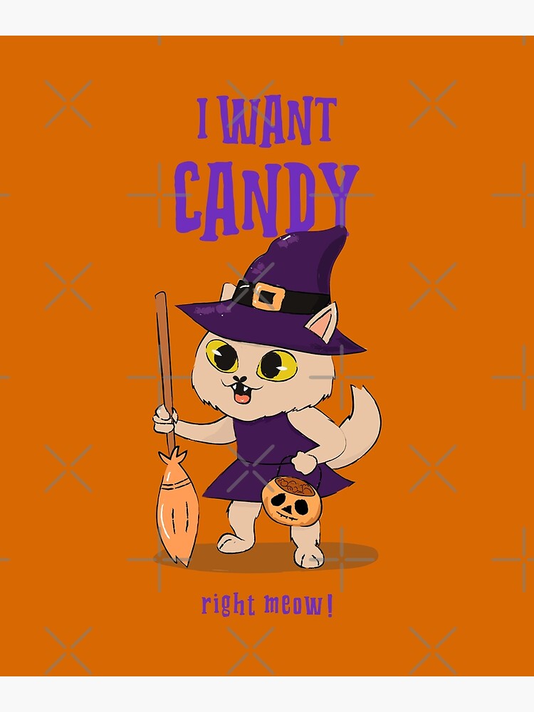 Póster «Halloween lindo gato dulce bruja Boo espeluznante divertido ...
