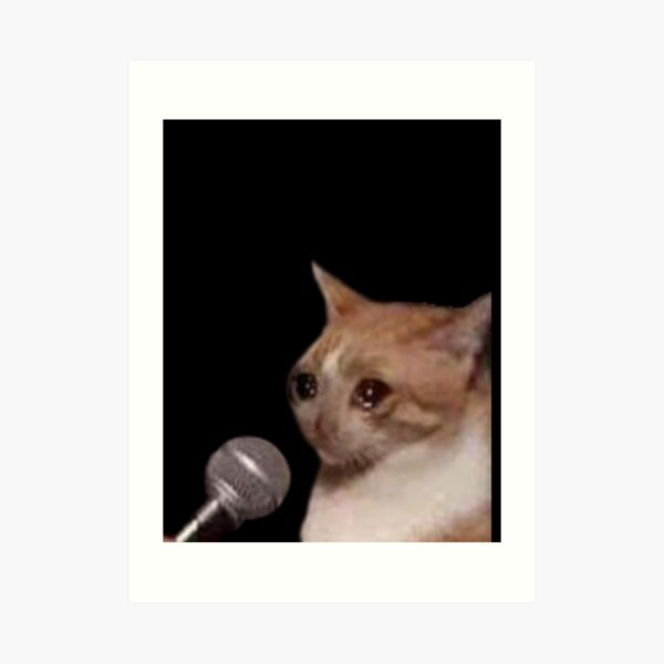 "Crying Cat Microphone Meme (Black) - Crying Cat Meme Crying Cat ...