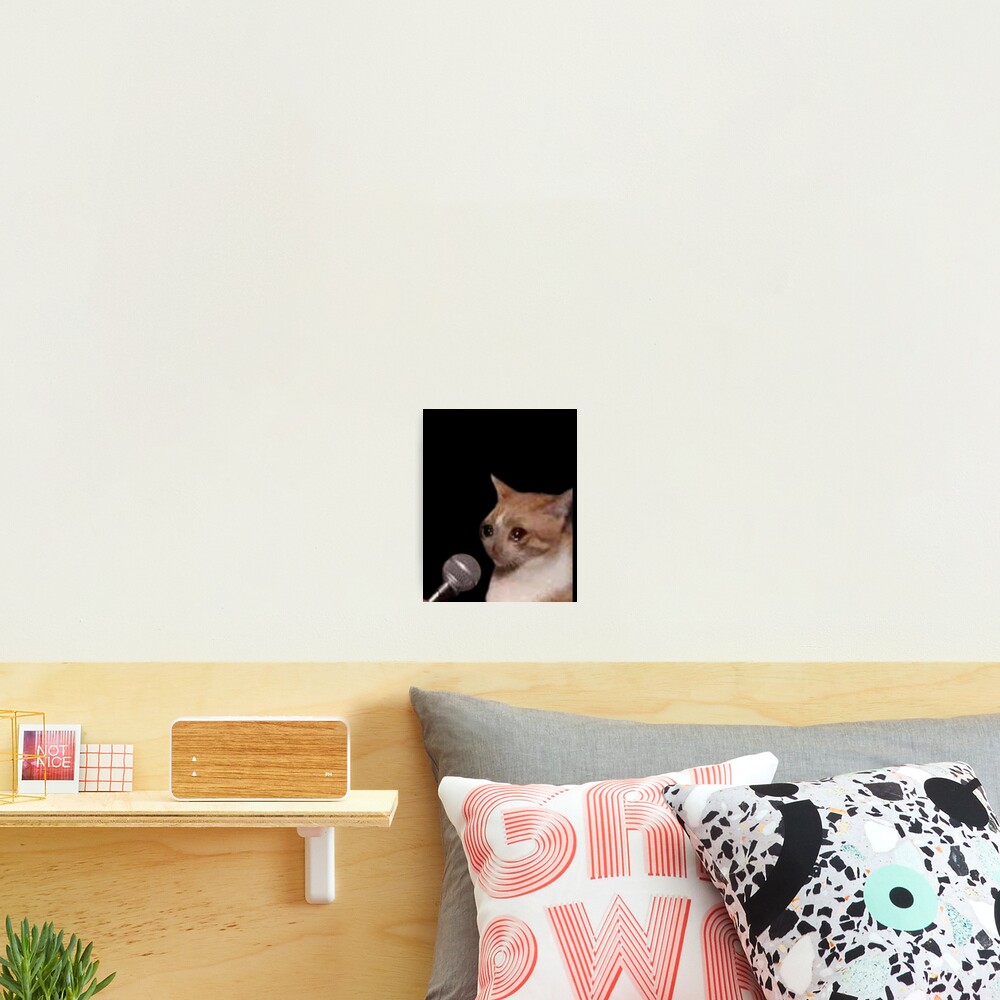 "Crying Cat Microphone Meme (Black) - Crying Cat Meme Crying Cat ...