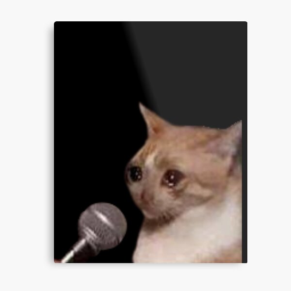 "Crying Cat Microphone Meme (Black) - Crying Cat Meme Crying Cat ...