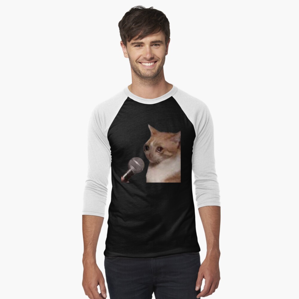 "Crying Cat Microphone Meme (Black) - Crying Cat Meme Crying Cat ...