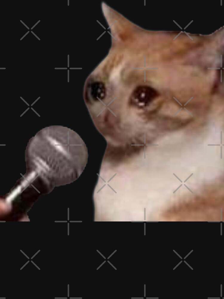 "Crying Cat Microphone Meme (Black) - Crying Cat Meme Crying Cat ...