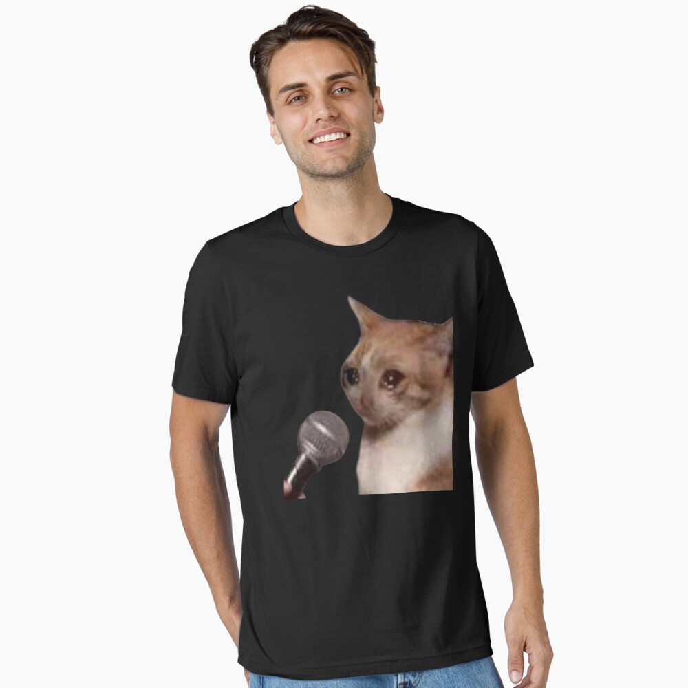 "Crying Cat Microphone Meme (Black) - Crying Cat Meme Crying Cat ...