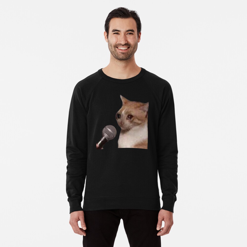 "Crying Cat Microphone Meme (Black) - Crying Cat Meme Crying Cat ...