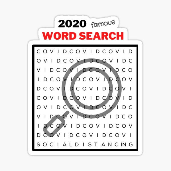 "2020 famous word search" Sticker for Sale by CovidJoker | Redbubble