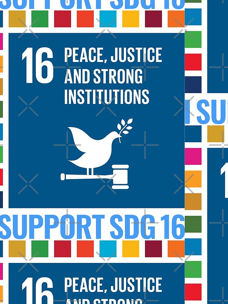 "I support SDG 16 - Peace, Justice and Strong Institutions" Drawstring ...