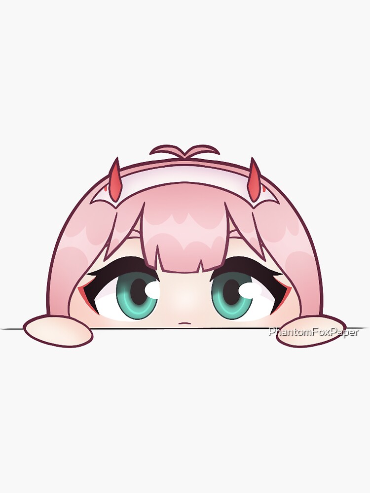 "Zero Two Peek" Sticker by PhantomFoxPaper | Redbubble