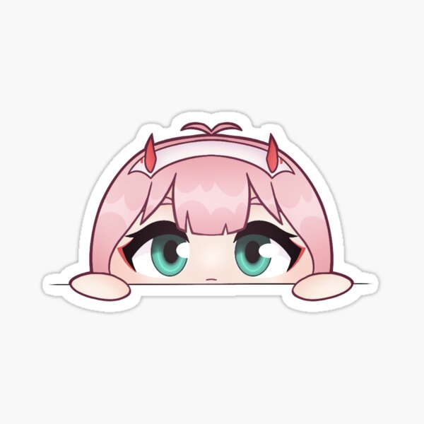 "Zero Two Peek" Sticker by PhantomFoxPaper | Redbubble