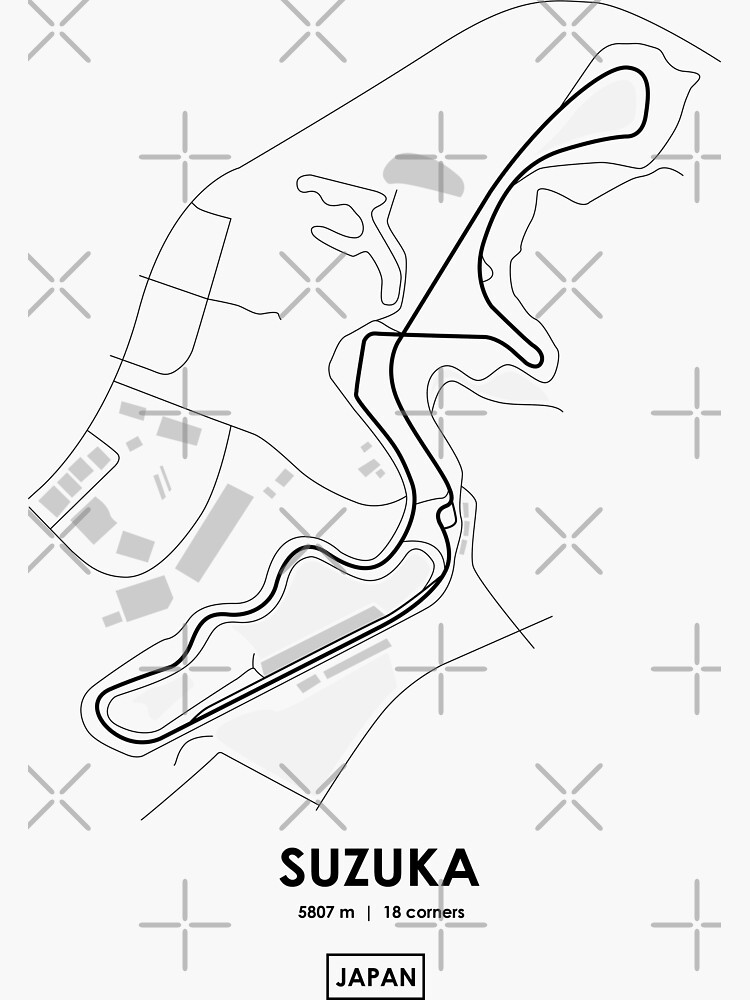 "Suzuka - Japan Track Map" Sticker for Sale by andreanastasio | Redbubble