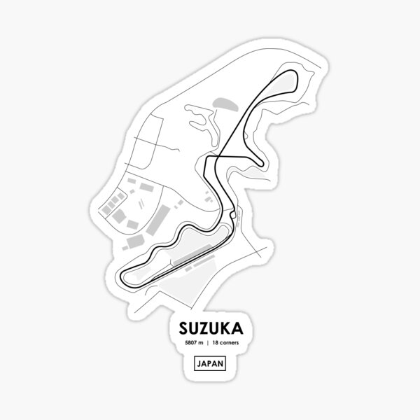 "Suzuka - Japan Track Map" Sticker by andreanastasio | Redbubble