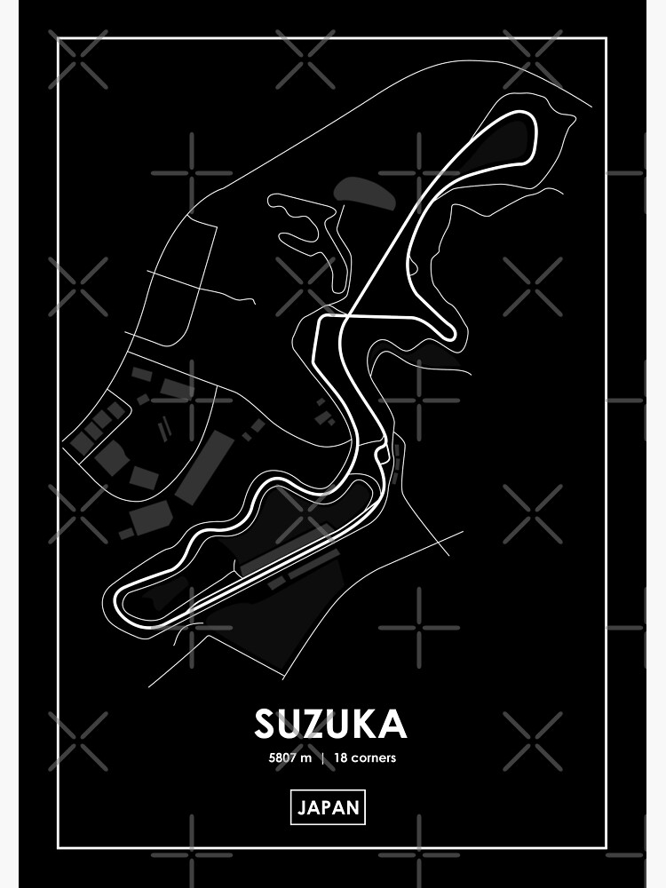 "Suzuka - Japan Track Map WHITE" Photographic Print for Sale by ...