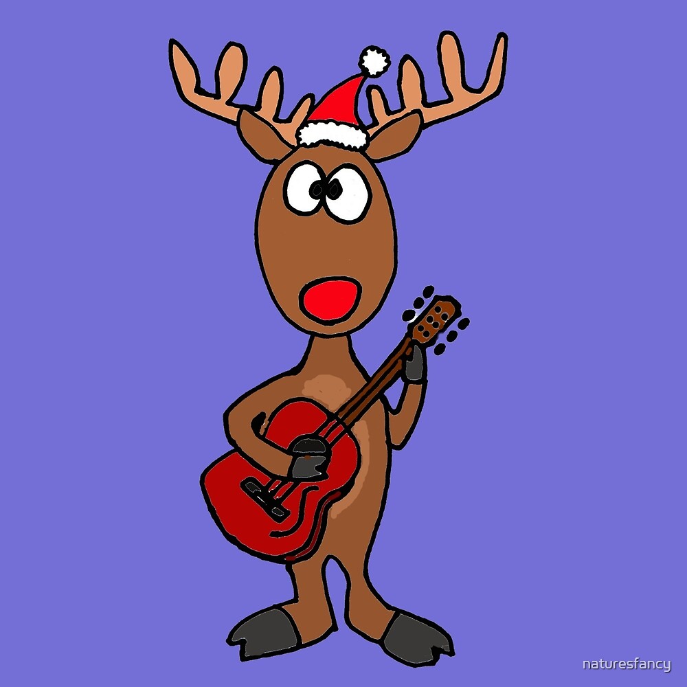 "Cool Rudolph the Red Nosed Reindeer Playing Red Guitar" by ...