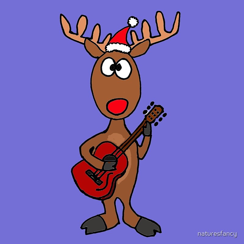 "Cool Rudolph the Red Nosed Reindeer Playing Red Guitar" by ...