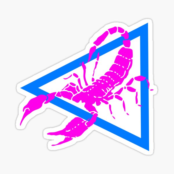 "Pink Scorpion with Blue Triangle Design" Sticker for Sale by ...
