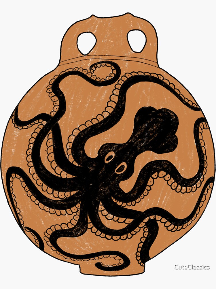 "Ancient Greek Minoan Vase Squid Motif" Sticker for Sale by ...