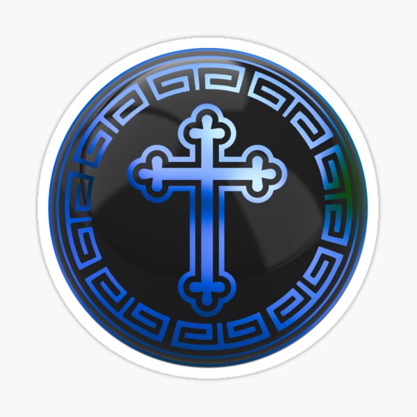 "Blue Greek Orthodox Cross Greek Keys Pattern" Sticker by Yiorgosnj13 ...