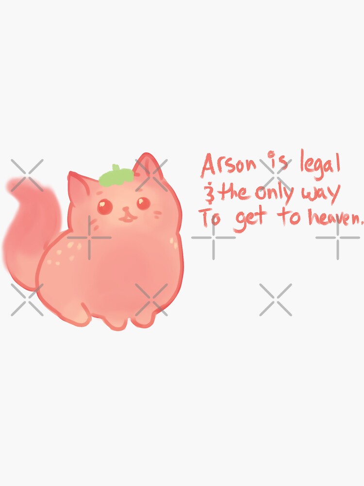 "strawberry arson cat" Sticker by goblinbabe | Redbubble