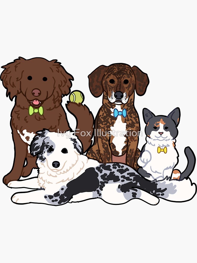 "Dog and cat Commission for Shannah Gray" Sticker for Sale by IvyFox1 ...