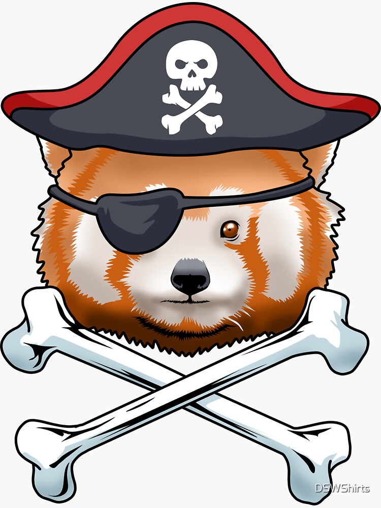 "Red Panda Pirate Gifts Kids Red Panda Gifts Boys Red Panda" Sticker ...